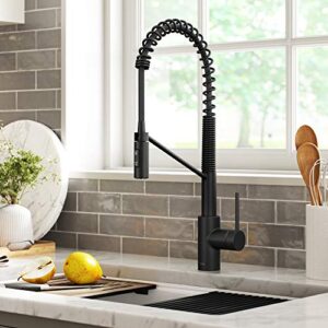 Kraus KPF-2631MB Oletto Commercial Style Pull-Down Single Handle Kitchen Faucet with QuickDock Top Mount Installation Assembly, Matte Black