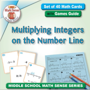 multiplying integers on the number line: 40 math cards with games guide 7n24-m