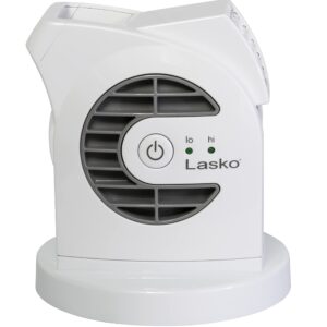 Lasko MyCool D300 Mini USB Desk Fan with 40in. USB Cable and Bonus AC Adapter – Small Quiet Portable Personal 2-Speed Fans for Staying Cool at Home, Work, Office, Dorm, Car, and Travel, White