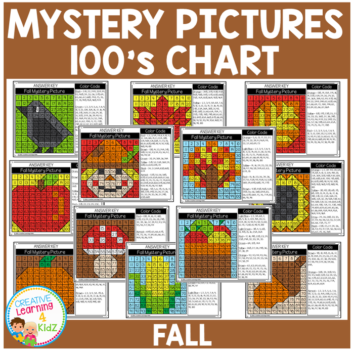 Mystery Pictures 100's Chart: Fall