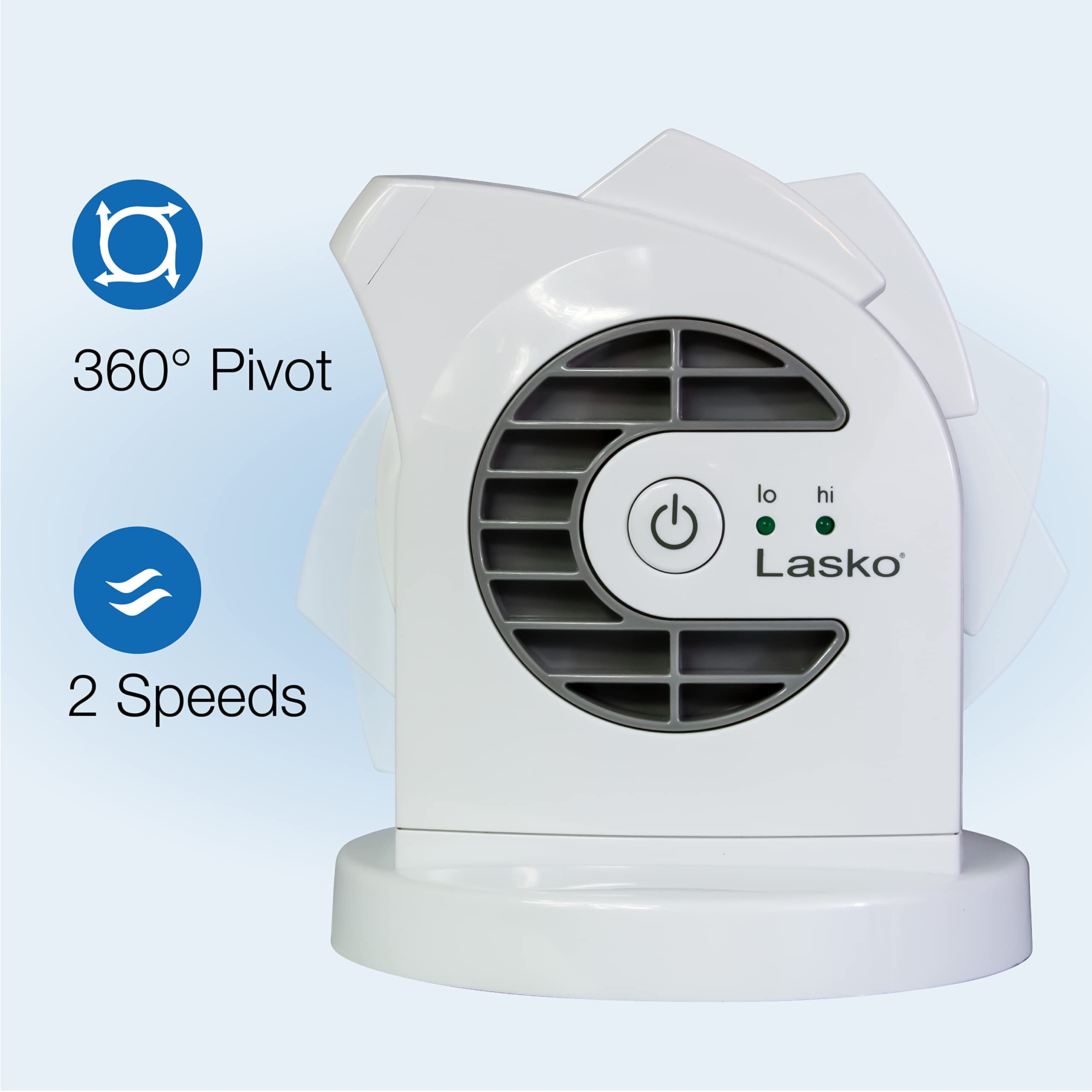 Lasko MyCool D300 Mini USB Desk Fan with 40in. USB Cable and Bonus AC Adapter – Small Quiet Portable Personal 2-Speed Fans for Staying Cool at Home, Work, Office, Dorm, Car, and Travel, White