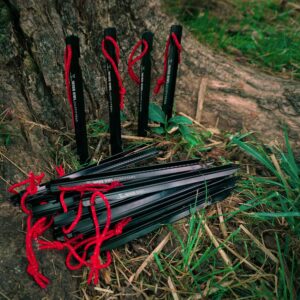 Wise Owl Outfitters Tent Stakes - Heavy Duty Camping Stakes for Outdoor Tent & Tarp - Essential Camping Accessories, Available in 12pk or 16pk Black