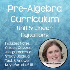 pre-algebra unit 5: linear equations