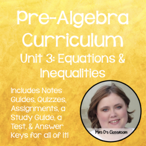 pre-algebra unit 3: equations & inequalities