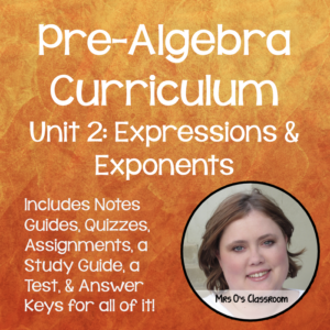 pre-algebra unit 2: expressions & exponents