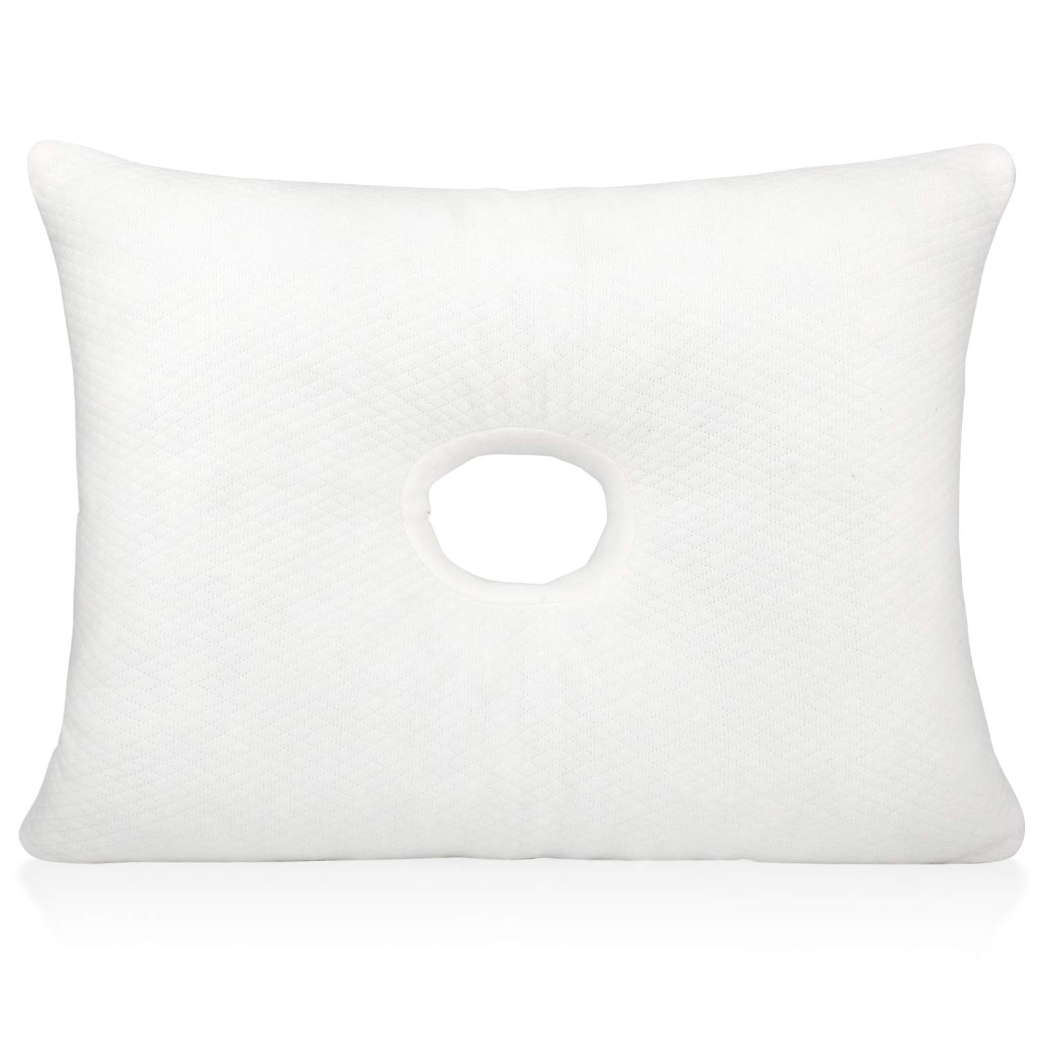 IMPRESA Firm Memory Foam Pillow with an Ear Hole - Includes 2 Pillowcases - FSA/HSA Eligible - Helps Reduce Ear Pain from CNH, Pressure Sores, Post Ear Surgery, Ear Pain or Ear Plugs - Non-Adjustable