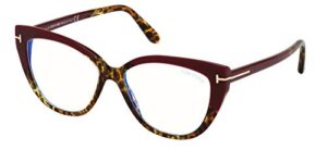 tom ford ft 5673-b blue block burgundy havana 54/15/140 eyewear for women