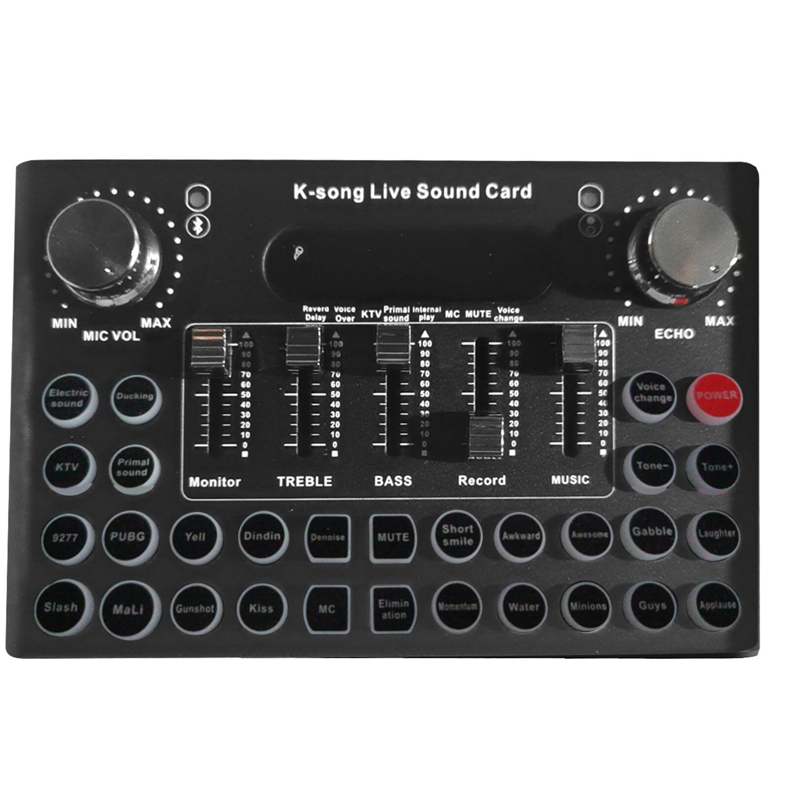 Audio Mixer, Mini Sound Dj Mixer Board,Universal Voice Changer External Live Sound Card with 18 Sound Effects for Karaoke Singing for Phone Laptop Computer，Gaming Live Streaming