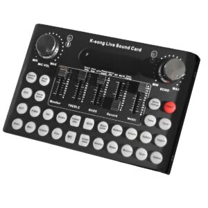 Audio Mixer, Mini Sound Dj Mixer Board,Universal Voice Changer External Live Sound Card with 18 Sound Effects for Karaoke Singing for Phone Laptop Computer，Gaming Live Streaming