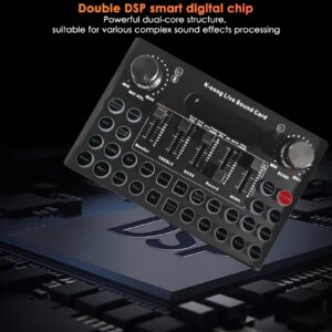 Audio Mixer, Mini Sound Dj Mixer Board,Universal Voice Changer External Live Sound Card with 18 Sound Effects for Karaoke Singing for Phone Laptop Computer，Gaming Live Streaming