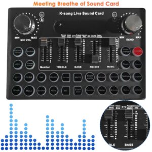 Audio Mixer, Mini Sound Dj Mixer Board,Universal Voice Changer External Live Sound Card with 18 Sound Effects for Karaoke Singing for Phone Laptop Computer，Gaming Live Streaming