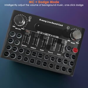 Audio Mixer, Mini Sound Dj Mixer Board,Universal Voice Changer External Live Sound Card with 18 Sound Effects for Karaoke Singing for Phone Laptop Computer，Gaming Live Streaming