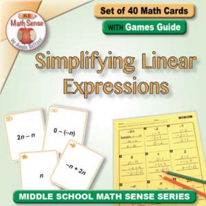 simplifying linear expressions: 40 math cards with games guide 7e11