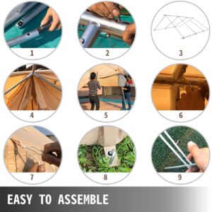 Happybuy Canvas Wall Tent 10x12ft, Wall Tent with PVC Storm Flap, Large Canvas Wall Tent Waterproof, Camping Canvas Tents with Stove Hole for 6-8 People Outdoor Camping Hiking Party Hunting