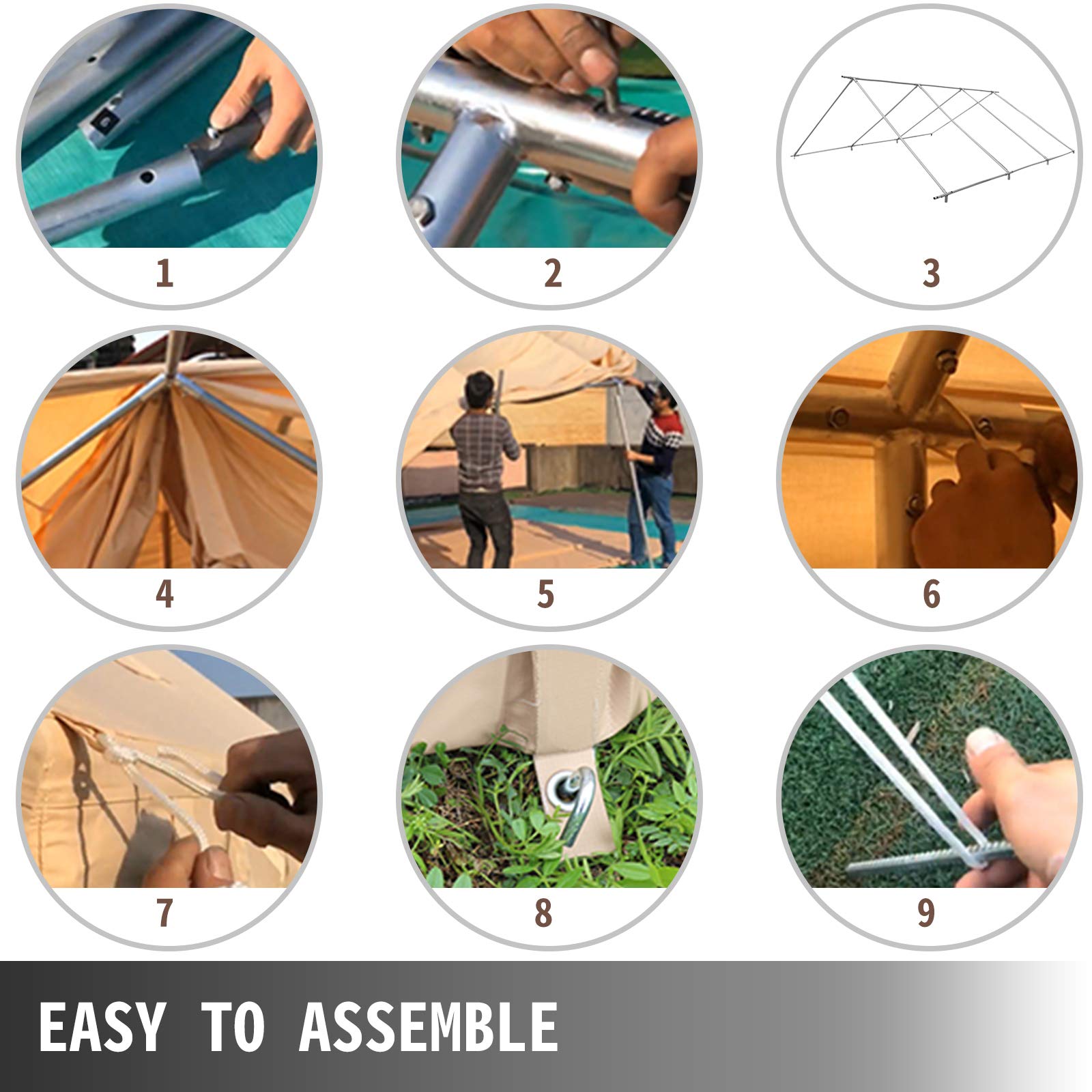 Happybuy Canvas Wall Tent 10x12ft, Wall Tent with PVC Storm Flap, Large Canvas Wall Tent Waterproof, Camping Canvas Tents with Stove Hole for 6-8 People Outdoor Camping Hiking Party Hunting