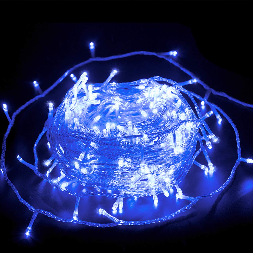 Dooit 66FT 200 Led Christmas Lights, Connectable Plug in 8 Twinkle Modes Outdoor Indoor Lights for Christmas Tree Party Wedding Garden Decorations (Blue)