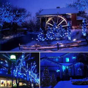 Dooit 66FT 200 Led Christmas Lights, Connectable Plug in 8 Twinkle Modes Outdoor Indoor Lights for Christmas Tree Party Wedding Garden Decorations (Blue)