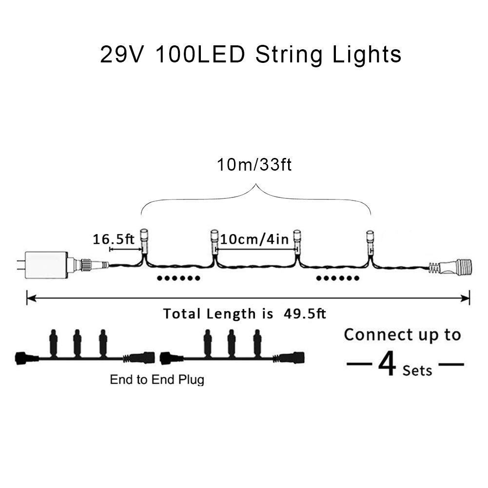 Dooit 66FT 200 Led Christmas Lights, Connectable Plug in 8 Twinkle Modes Outdoor Indoor Lights for Christmas Tree Party Wedding Garden Decorations (Blue)