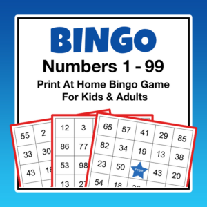 bingo numbers 1 – 99: print at home bingo game for kids & adults