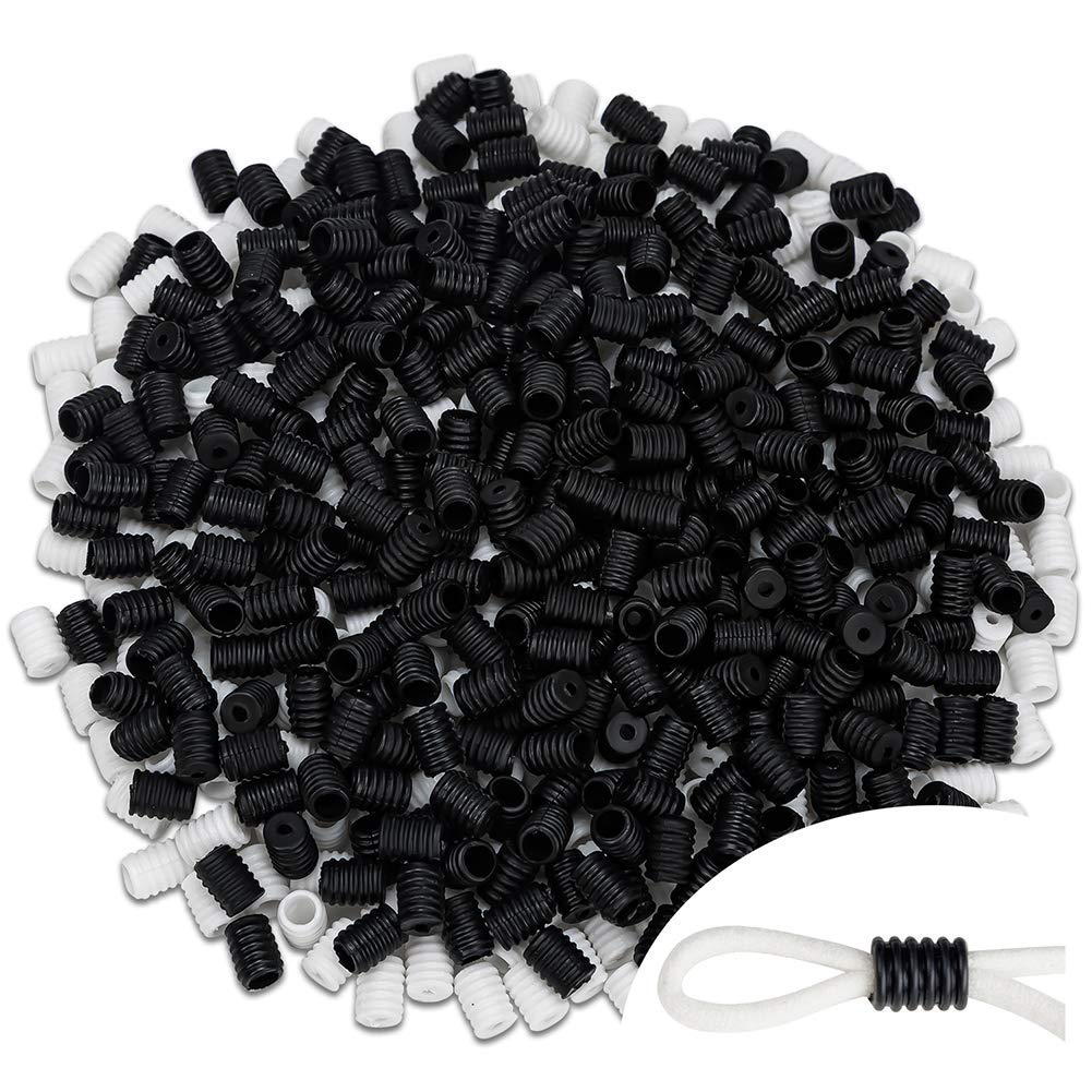 200Pcs Cord Locks for Face Masks - Adjuster Silicone Cord Stopper No Slip Earloop Toggles for 1/4, 1/8Inch Elastic, Buckle Adjustment Accessories for Adult Children