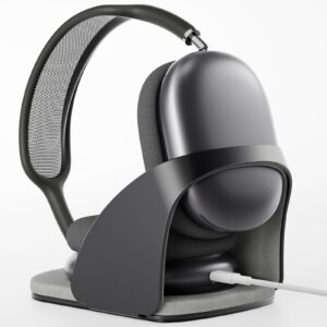 superone 【sleep mode】 smart headphone stand designed for airpods max, headset holder with hibernating base airpods max stand aluminum alloy, grey