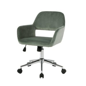 geniqua cactus green velvet office chair swivel task chair adjustable mid height casters rolling computer chair modern for home office