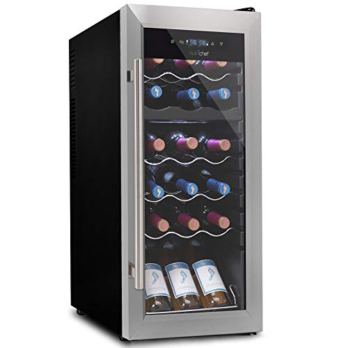 NutriChef PKCWCDS185 Cellar Cooler for White and Red Wines Chiller, 18 Bottle Dual Zone-Stainless Steel