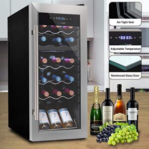 NutriChef PKCWCDS185 Cellar Cooler for White and Red Wines Chiller, 18 Bottle Dual Zone-Stainless Steel