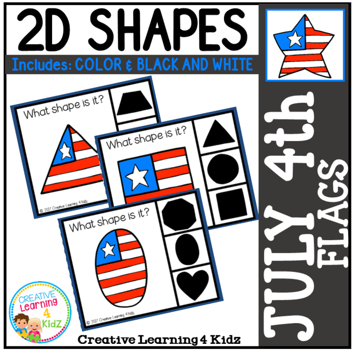 Shape Clip Cards: July 4th Flags