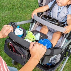 Lusso Gear Stroller Organizer With Cup Holder - Fits Strollers, Stroller Accessory for Baby Storage On the Go, Stroller Caddy With Multiple Storage Sections, Secure Fit Won’t Slip or Slide (Black)