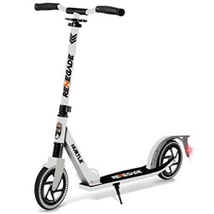 hurtle renegade kick scooters for kids teenagers adults- 2 wheel kids scooter with adjustable t-bar handlebar - alloy anti-slip deck - portable folding scooters for kids with carrying strap