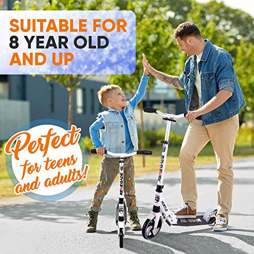 Hurtle Renegade Kick Scooters for Kids Teenagers Adults- 2 Wheel Kids Scooter with Adjustable T-Bar Handlebar - Alloy Anti-Slip Deck - Portable Folding Scooters for Kids with Carrying Strap