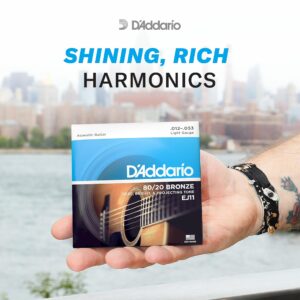 D'Addario Guitar Strings - Acoustic Guitar Strings - 80/20 Bronze - For 6 String Guitar - Deep, Bright, Projecting Tone - EJ13-3D - Custom Light, 11-52 - 3-Pack