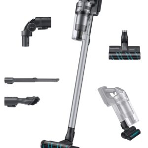 Samsung Jet 75 Stick Cordless Lightweight Vacuum Cleaner with Removable Long Lasting Battery and 200 Air Watt Suction Power, Complete with 180 Deg Swivel Brush, Titan Silver