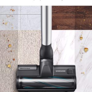 Samsung Jet 75 Stick Cordless Lightweight Vacuum Cleaner with Removable Long Lasting Battery and 200 Air Watt Suction Power, Complete with 180 Deg Swivel Brush, Titan Silver