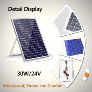 SOLPERK 30W 24V Solar Panel Kit, Solar Battery Trickle Charger Maintainer + Adjustable Mount Bracket for Automotive Motorcycle Boat Marine RV