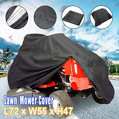 Tractor Cover Waterproof Riding Lawn Mower Cover Heavy Duty Water Sun Resistant Garden Tractor Lawn Mower Cover with Zipper Bag Size L72 xW55 xH47 in