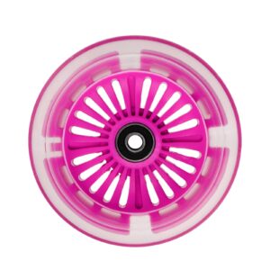 120mm 3-Wheeled Scooter Front Led Light Up Replacement Wheels, Kid Scooter Flashing Wheel Set for Kid Push Kick Scooter (Pair) (Pink)