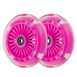 120mm 3-Wheeled Scooter Front Led Light Up Replacement Wheels, Kid Scooter Flashing Wheel Set for Kid Push Kick Scooter (Pair) (Pink)