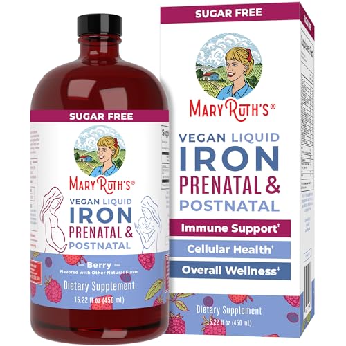 MaryRuth Organics | Liquid Iron Supplement Prenatal & Postnatal for Pregnant & Lactating | Iron Deficiency | Immune Support | Sugar/Gluten Free | Vegan | Non-GMO | 15.22 Fl Oz