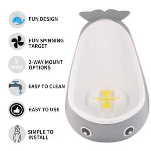 Potty Training Urinal for Boys - Cute Whale Training Urinal/Potty Urinal Pee Trainer Urine(Grey Whale)