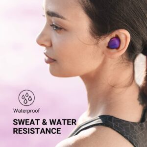 TCL SOCL500TWS Wireless Earbuds with Pumping Bass, Type-C Charging Case 26H Playtime, Bluetooth 5.0, Secure Fit, Waterproof, Noise Isolation, One Step Pairing for Gym - Sunset Violet