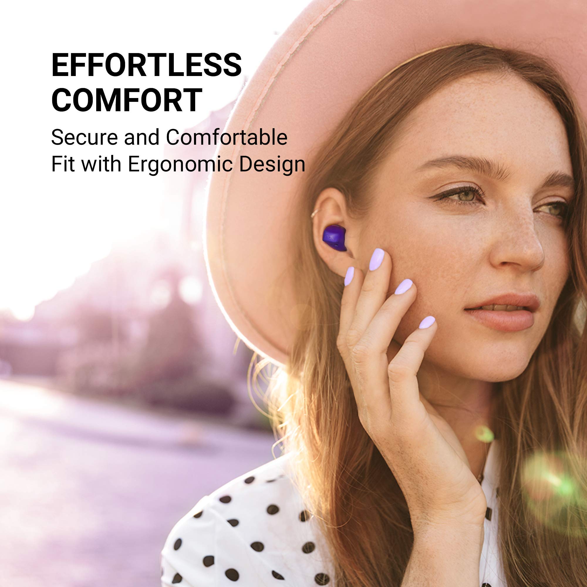 TCL SOCL500TWS Wireless Earbuds with Pumping Bass, Type-C Charging Case 26H Playtime, Bluetooth 5.0, Secure Fit, Waterproof, Noise Isolation, One Step Pairing for Gym - Sunset Violet