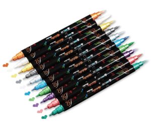 ink lab metallic marker pens dual tip 10 colors metallic pens for card making rock painting album scrapbook metal wood ceramic glass, medium & brush tip