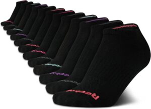 reebok women's athletic socks - performance low cut socks (12 pack), size 4-10, all black