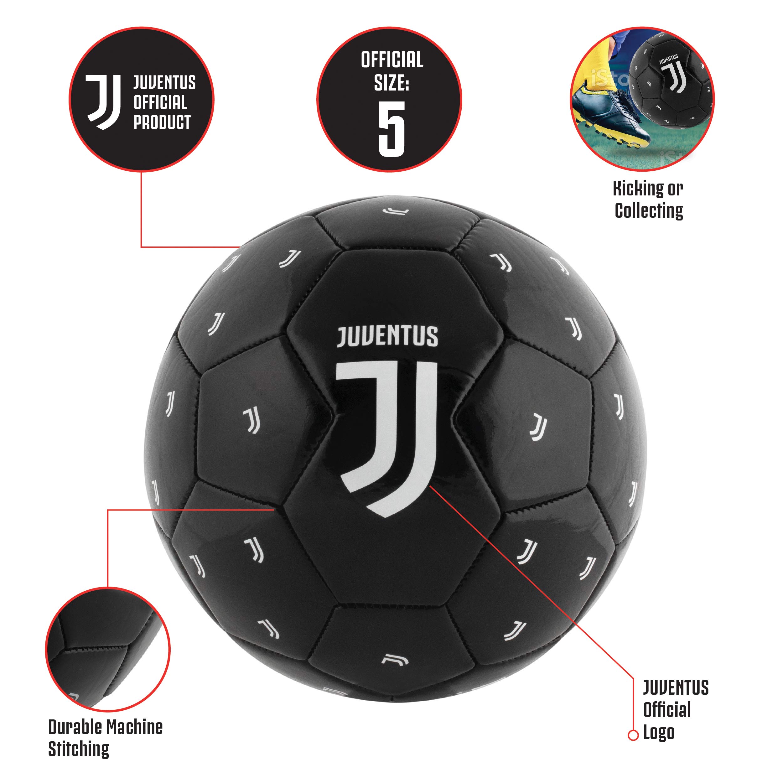 Maccabi Official Juventus FC Soccer Ball, Size 5