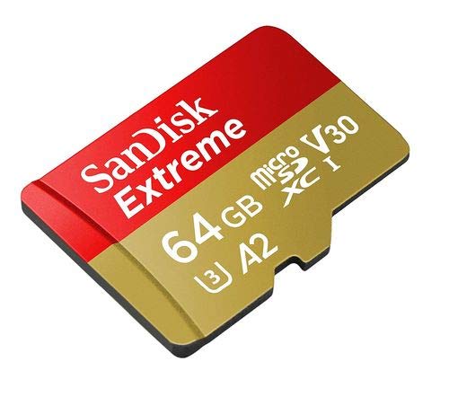 SanDisk Extreme 64GB V30 A2 MicroSDXC Memory Card for DJI Works with Mavic Air 2 Drone 4K 8K Bundle with (1) Everything But Stromboli MicroSD Reader