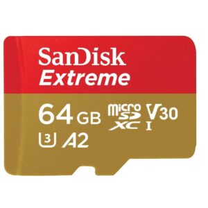 SanDisk Extreme 64GB V30 A2 MicroSDXC Memory Card for DJI Works with Mavic Air 2 Drone 4K 8K Bundle with (1) Everything But Stromboli MicroSD Reader