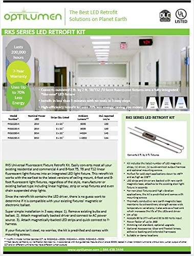 Optilumen RKS 2 ft. 20-Watt (68-Watt Equivalent) LED Magnetic Strip Conversion Retrofit Kit 5000K (1-Pack)