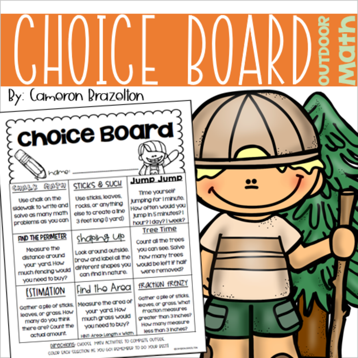 Choice Board Math Activities For Outdoors